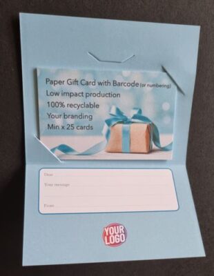 Printed paper gift cards with barcode